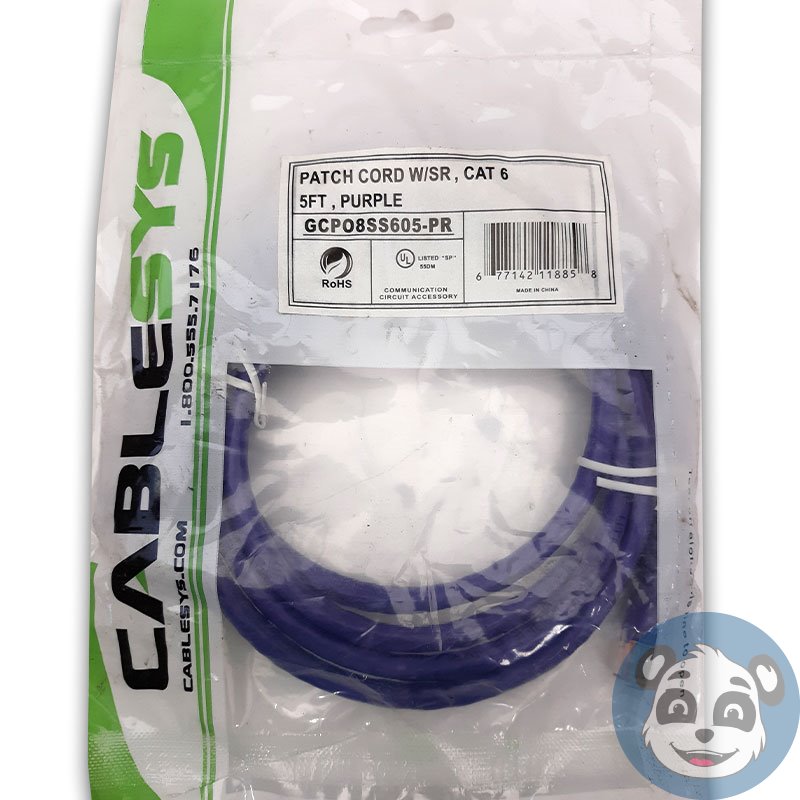 4 Pack – CableSys, 5ft Cat-6 Network Patch Cord Cable, Purple , New ...